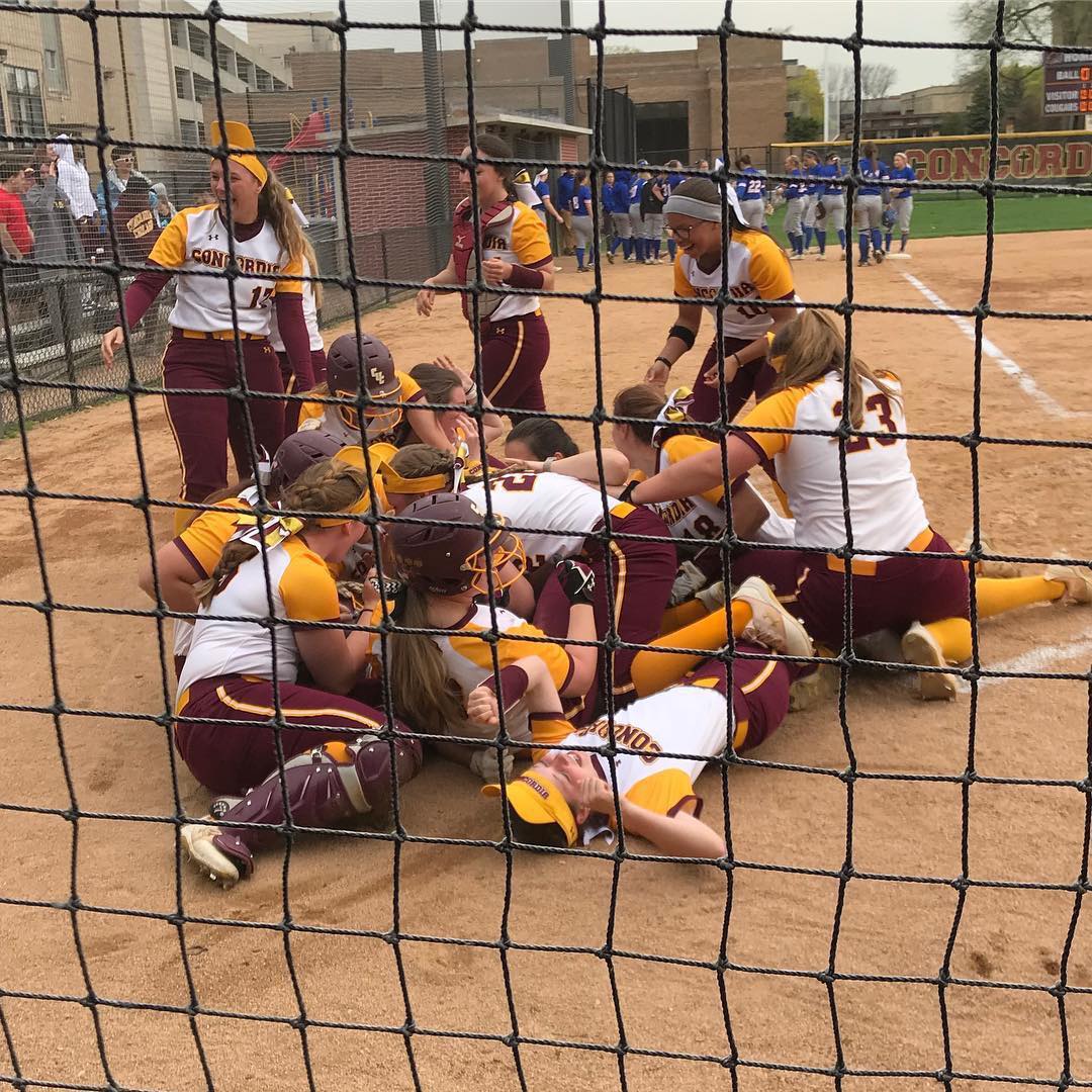 Softball Team celebrates Win Against Concordia University Wisconsin ...